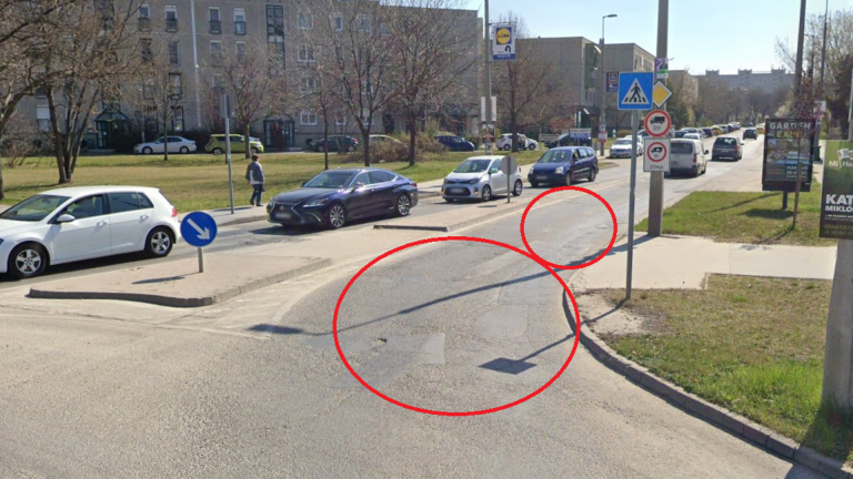 Kátyús Huszti úti körforgalom, lekopott zebra - Járókelő.hu. Ha ...